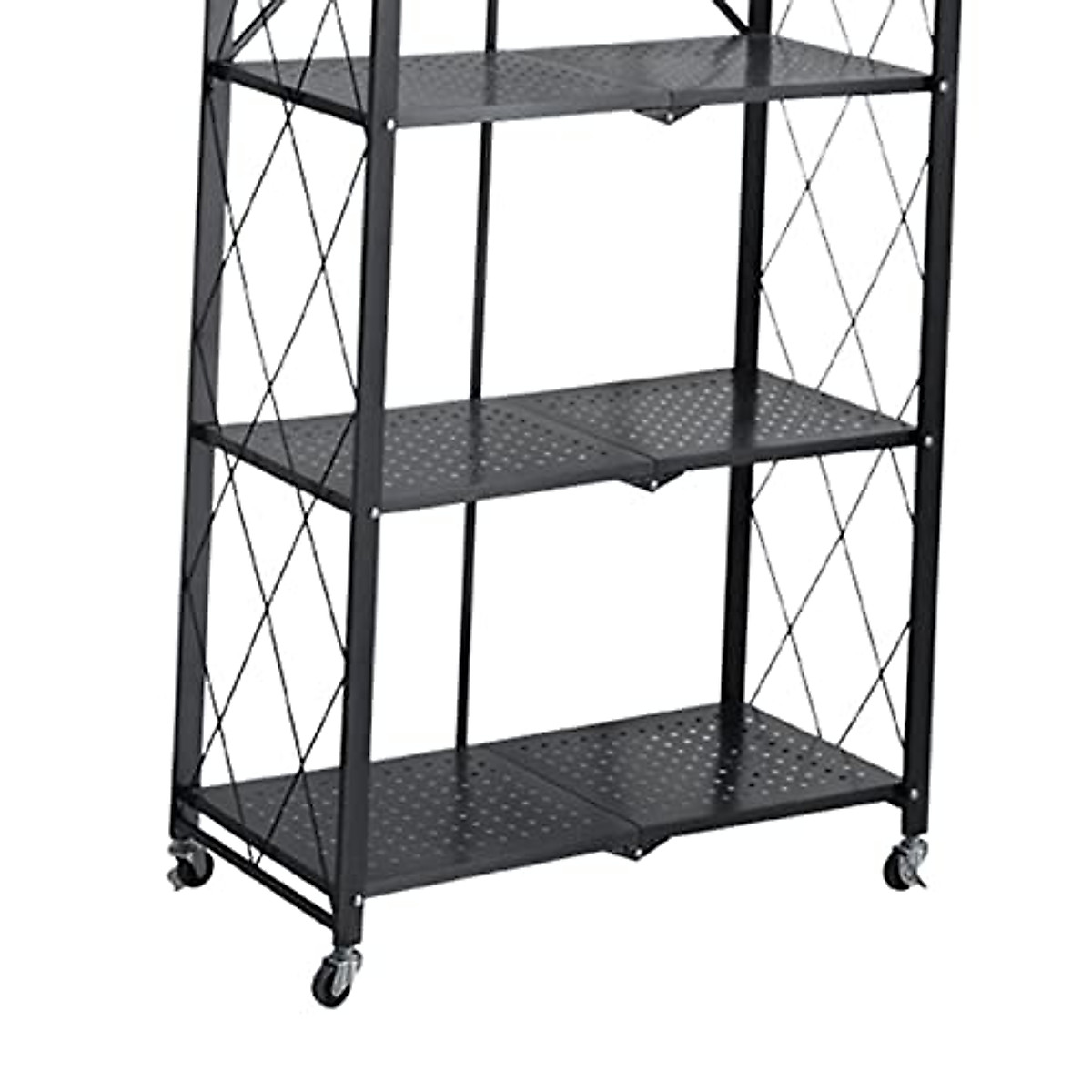 Colcolo Foldable Bookshelf Book Shelves Storage Shelves Rolling Storage Organizer for Home , Five Tier Black
