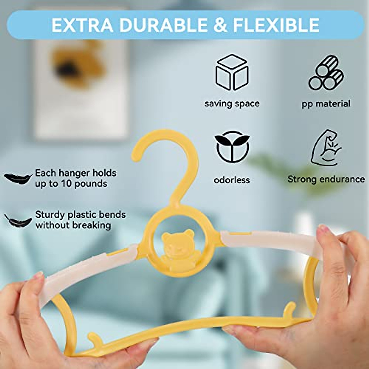 40 Pack Baby Hangers,Adjustable Plastic Children Coat Hanger,Non-Slip and Extendable Laundry Infant Hangers,Baby Nursery Closet Hangers,Baby Clothes Hangers for Girl Boy Toddler Children Hangers