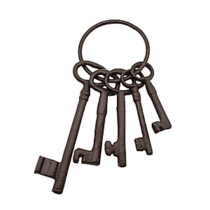 YGbridge Antique Decor Skeleton Keys, Vintage Cast Iron Keys, Pirate Treasure Chest Keys, For Farmhouse, Halloween Decor (5-KEYS)