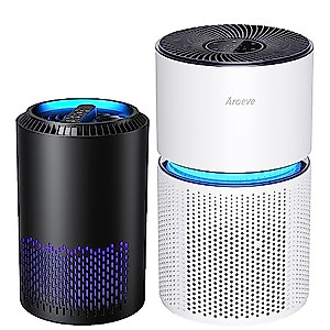 AROEVE Air Purifiers(MK01-Black) with Sleep Mode Speed Control and Air Purifiers(MK03-White) with Enhanced Purification Mode Combo Remove 99.97% of Dust, Pet Dander, Smoke, Pollen for Large Room