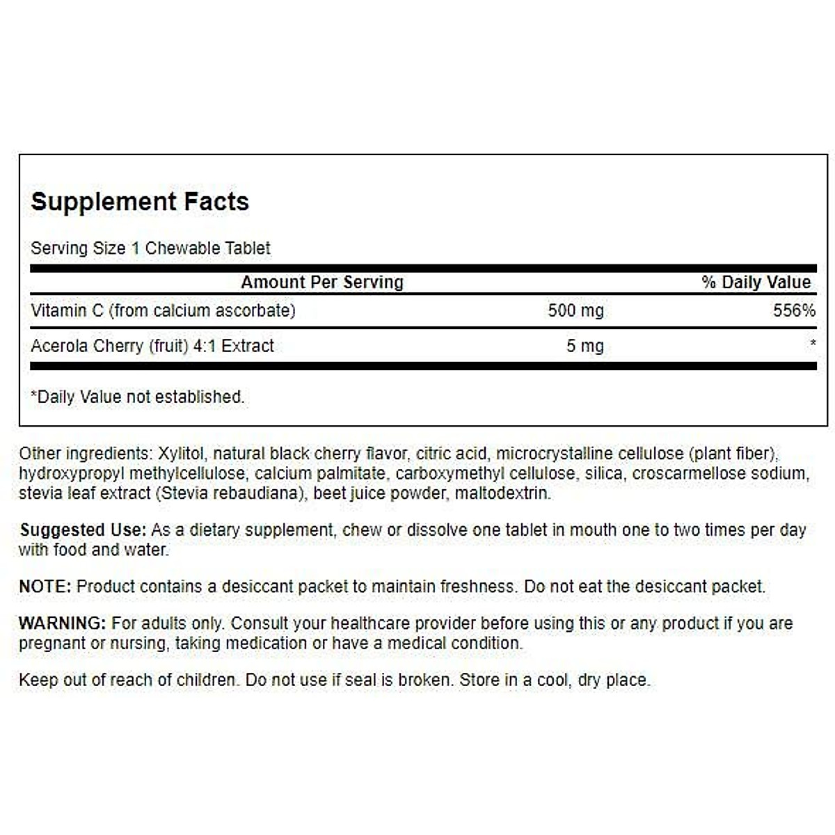 Swanson Sugar-Free Chewable Vitamin C Cherry 60 Chwbls (4 Pack)