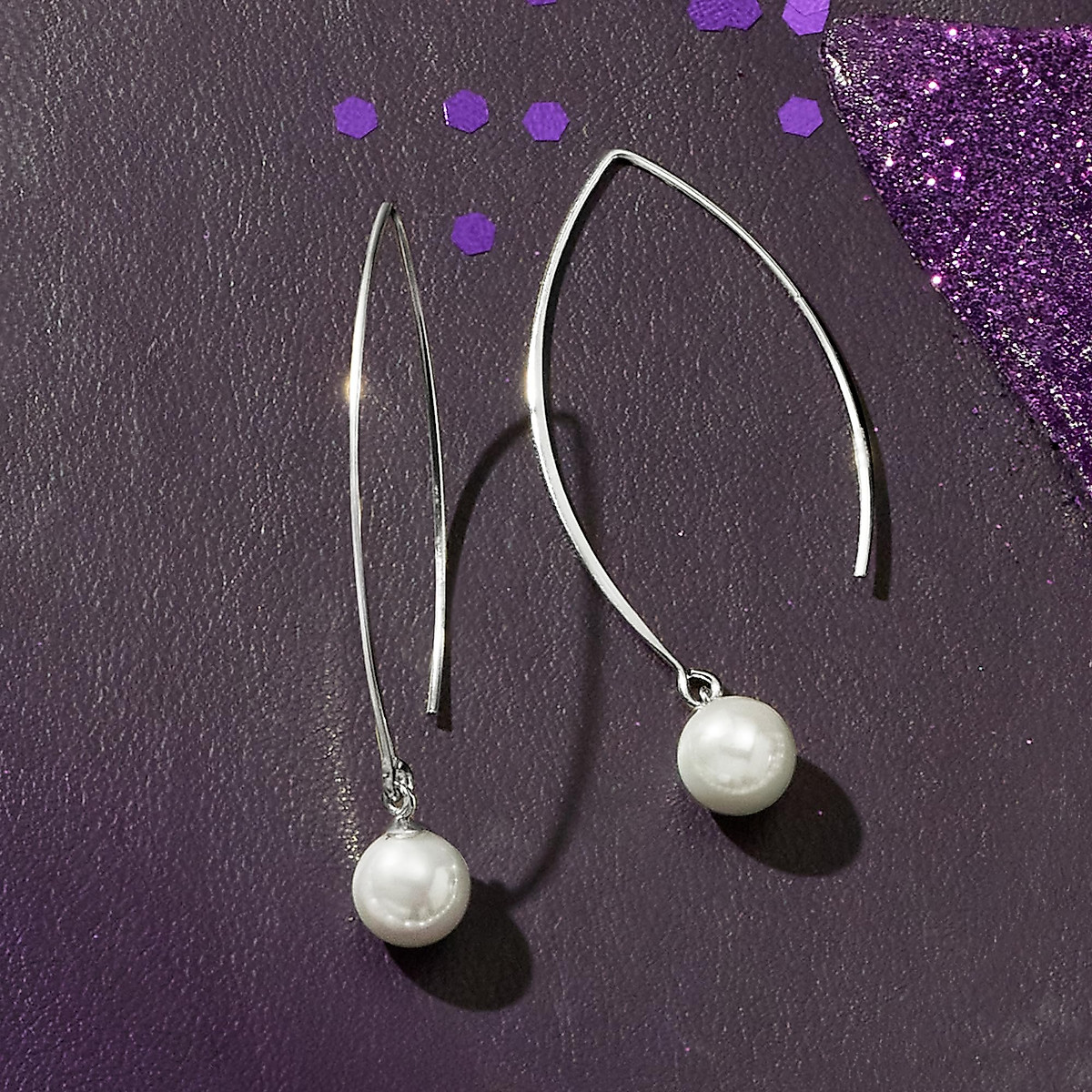 Ross-Simons 8-8.5mm Cultured Pearl Threader Drop Earrings