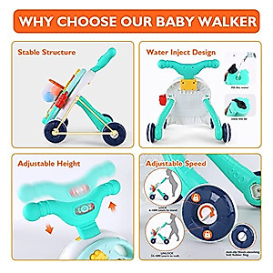 Eners Sit to Stand Baby Learning Walker with Wheels, Baby Activity Walker, 2 in 1 Baby Push Walkers and Activity Center, Walker for Baby Boy Girl (Walker Green)