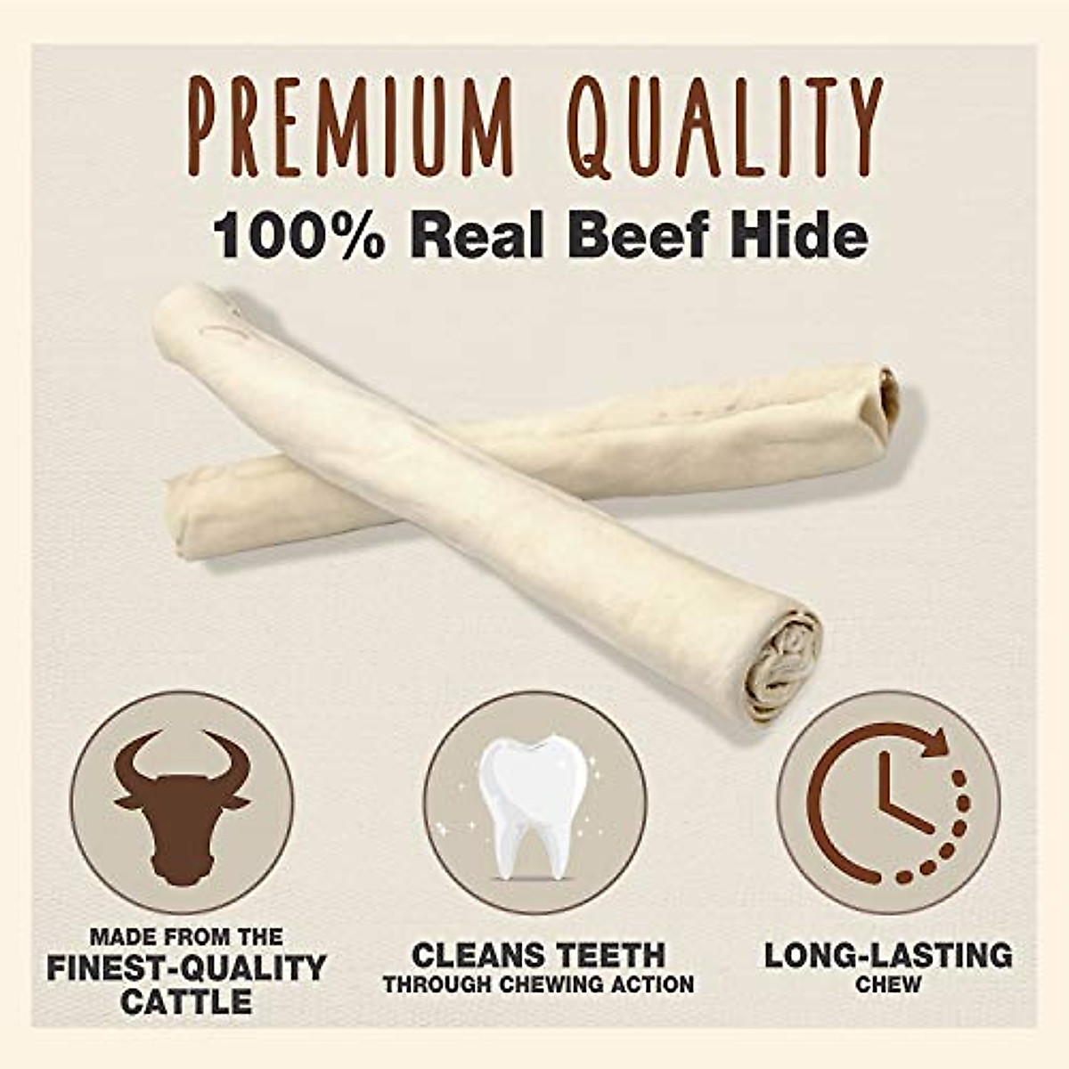 Cadet Premium Grade Beef Hide Retriever Rolls for Dogs 20 Pack, 5 Pounds