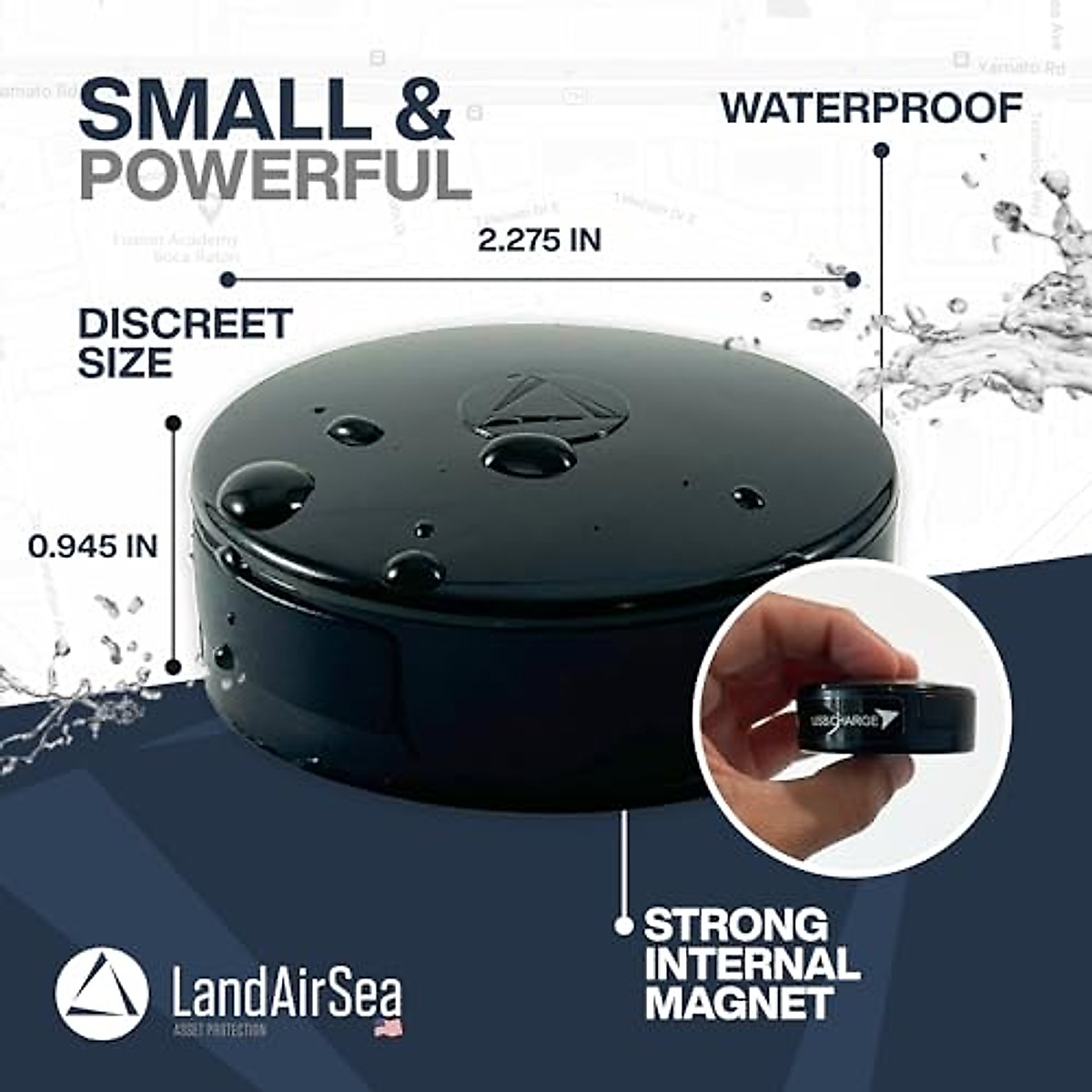 LandAirSea 54 GPS Tracker - Made in the USA from Domestic & Imported Parts. Long Battery, Magnetic, Waterproof, Global Tracking. Subscription Required