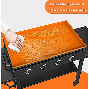 28'' Griddle Silicone Protective Mat Cover for Blackstone 28 Inch Gas Griddle, Heavy Duty Food-grade Silicone Griddle Mats Cover Grill Protective Covers Keep Flat Top Clean Critter-Rust Free -Orange