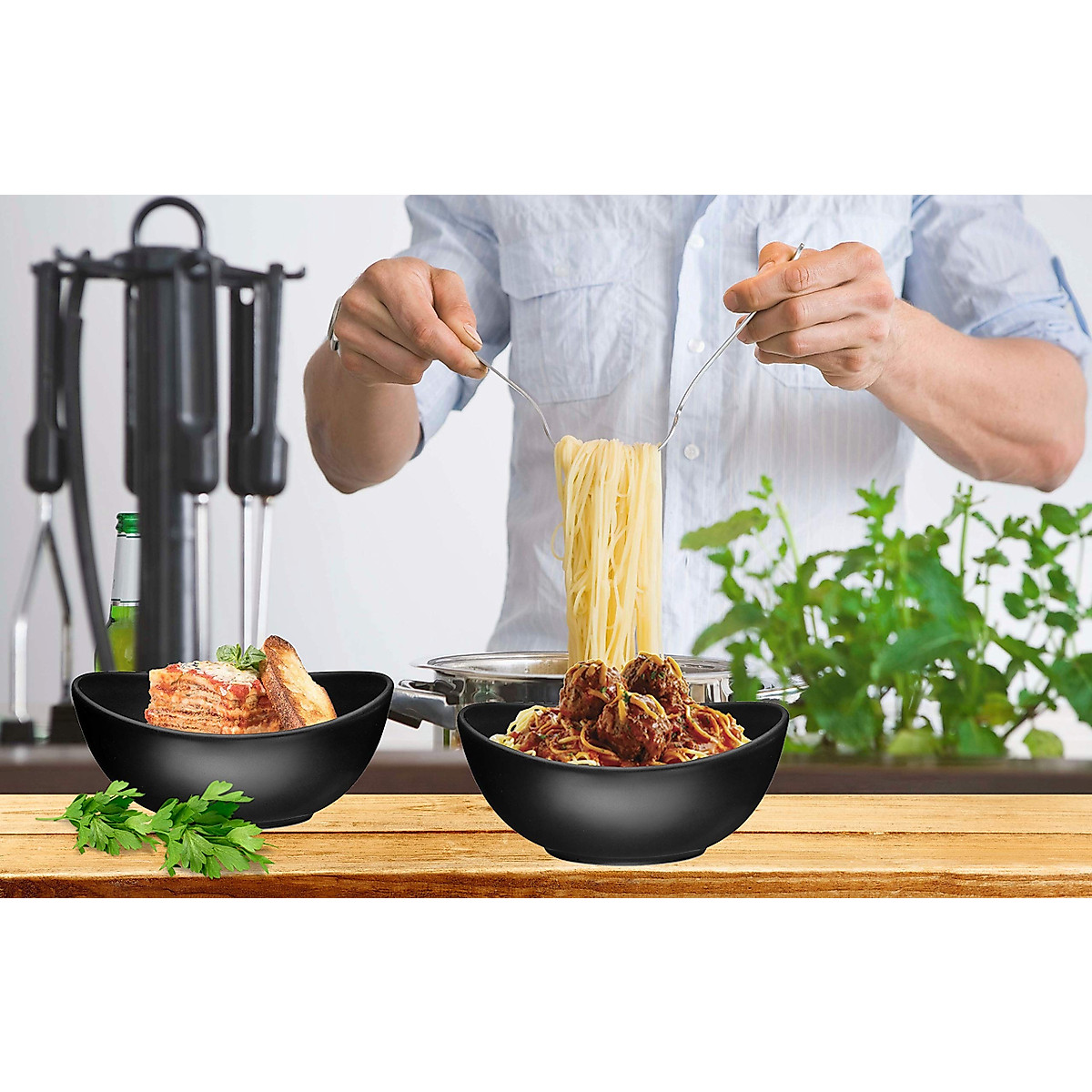 Bruntmor 26 Oz white Porcelin Ceramic Square Soup Bowls Set of 6, Large White Soup Bowls For Kitchen, Side Dish, Soup, Cereal,ice ice cream and Salad, Perfect for Christmas eve