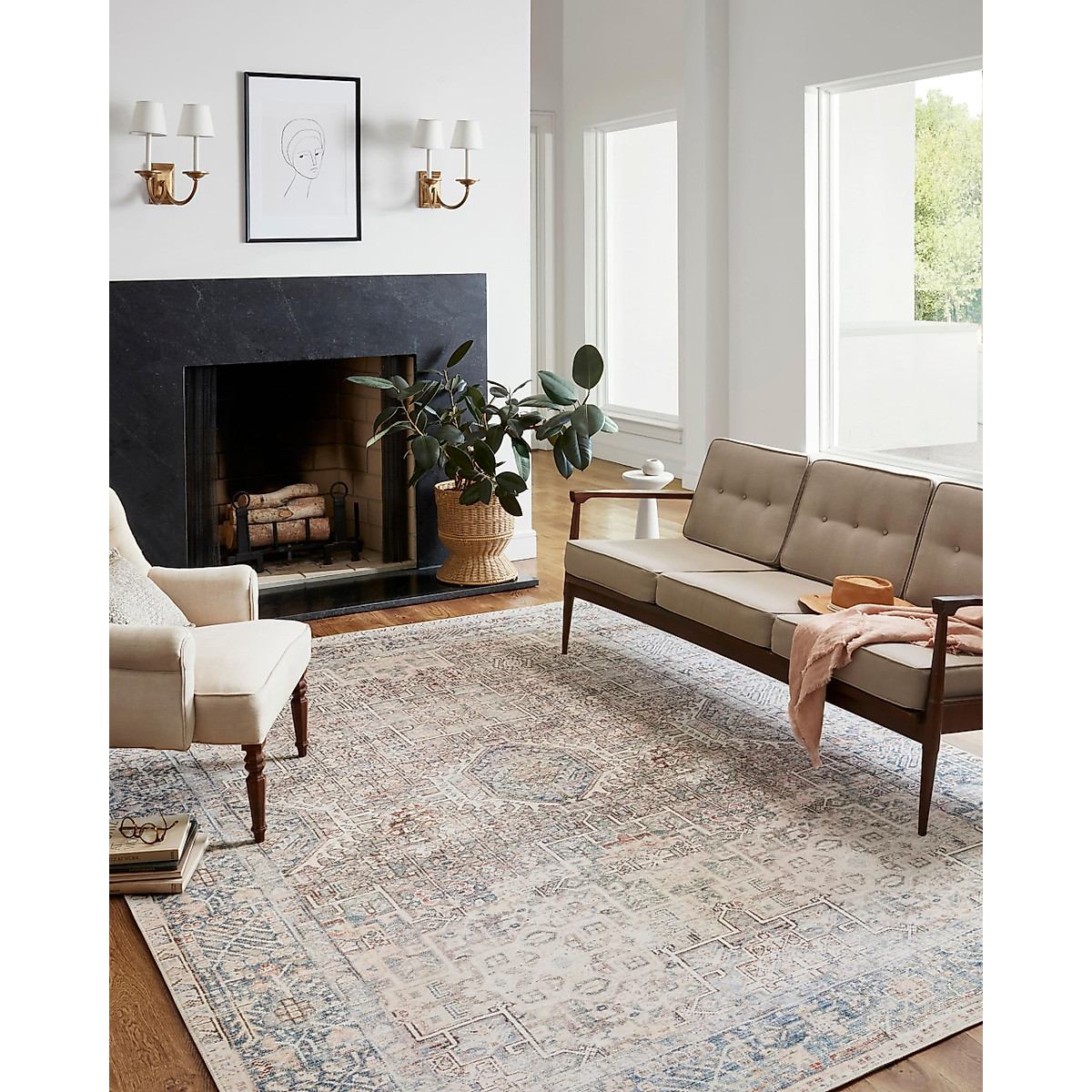LOLOI Chris Loves Julia Jules Collection JUL-07 Natural/Ocean 2'-6'' x 12'-0'' Runner Rug