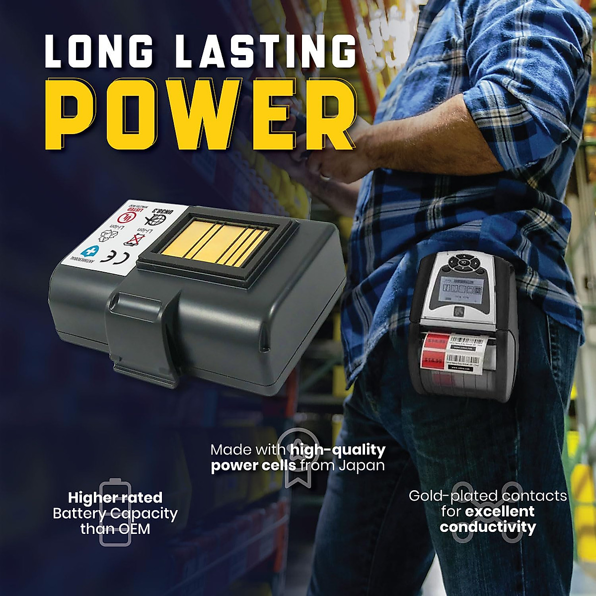 Artisan Power Replacement Battery for Zebra QLn320, QLn220, ZQ500, ZQ510, ZQ520, ZQ610, & ZQ620 Printers: 3180 mAh