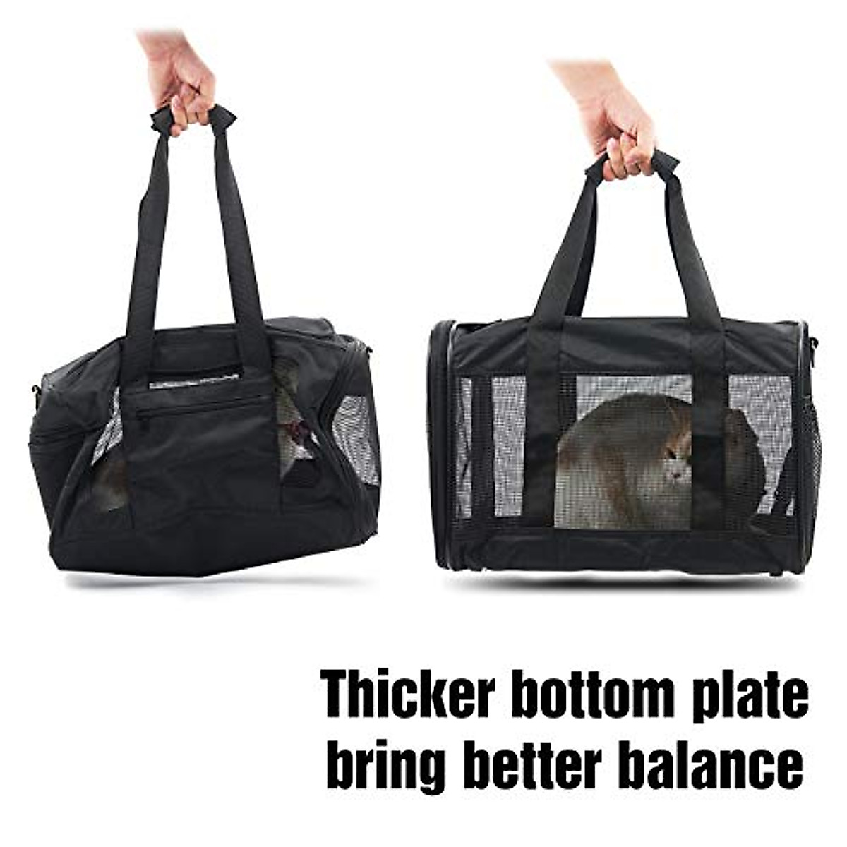 ScratchMe Pet Travel Carrier Soft Sided Portable Bag for Cats and Small Dogs, Collapsible, Durable, Airline Approved, Travel Friendly, Carry Your Pet with Safely and Comfortably, Black Large