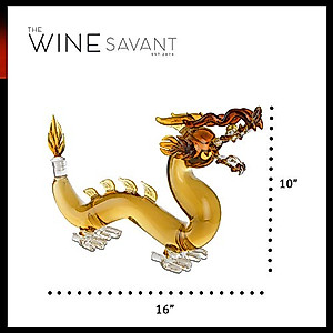 Dragon Drinking Decanter - GOT, I Drink and I Know Things - Whiskey and Wine Decanter Large 10x16" - 100% Lead-Free High Borosilicate Glass, - The Wine Savant Handblown Glass. Movie Night! (600ml)