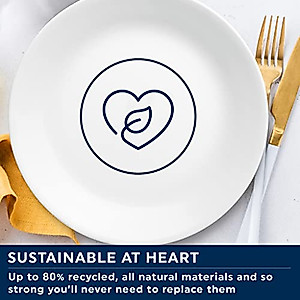 Corelle Vitrelle 4-Pieces 10.25" Glass Dinner Plates, Chip & Crack Resistant Glass Dinnerware Set Plates, Country Cottage