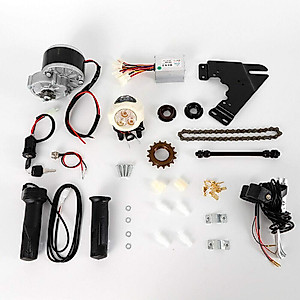 Futchoy 250W 24V Newest Electric Bike Left Drive Conversion Kit Can Fit Most of Common 3300rpm Bicycle Use Spoke Sprocket Chain Drive for City Bike Set for 22-29“