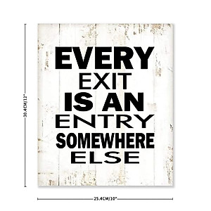 Yinrune Printed Wood Plaque Sign Wall Hanging Every Exit Is An Entry Somewhere Else Farmhouse Family Entryway Sign Quote for Home Laundry Room Bathroom Decor 10x12in