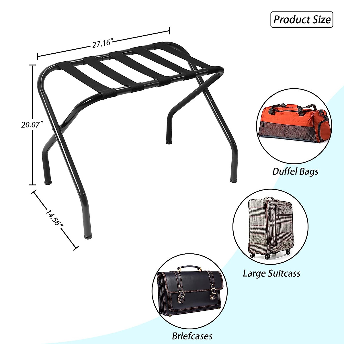 InHomFu Luggage Rack, Pack of 2, Heavy-Duty Metal Suitcase Stand, X-Type Folding Luggage Stand, Luggage Holder for Guest Room, Bedroom, Hotel, Holds up to 110 lb, Black