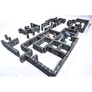 DIY Modular Dungeon Wall System - Stone Graphic 28mm Miniature Roll Playing Game - Dungeons and Dragons Maps - DND Role Play - Battle Grid Mat Accessory
