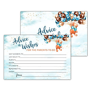 Yuansail Teddy Bear Advice And Wishes Cards For The Parents-To-Be, Baby Advice Cards For New Parents, Baby Shower Party Game,Decorations Party Supply，25 Cards(bb009-JYK 005)