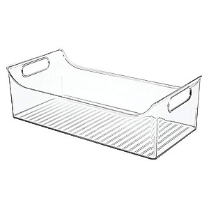 mDesign Portable Nursery Storage Plastic Baby Organizer Storage Caddy Bin w/Handles for Kids/Child Essentials - Holds Diapers, Wipes, Bottles, Baby Food, Snacks - 16" Long - Ligne Collection - Clear