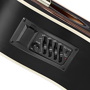 Ashthorpe Full-Size Dreadnought Cutaway Acoustic-Electric Guitar Bundle - Premium Tonewoods - Black