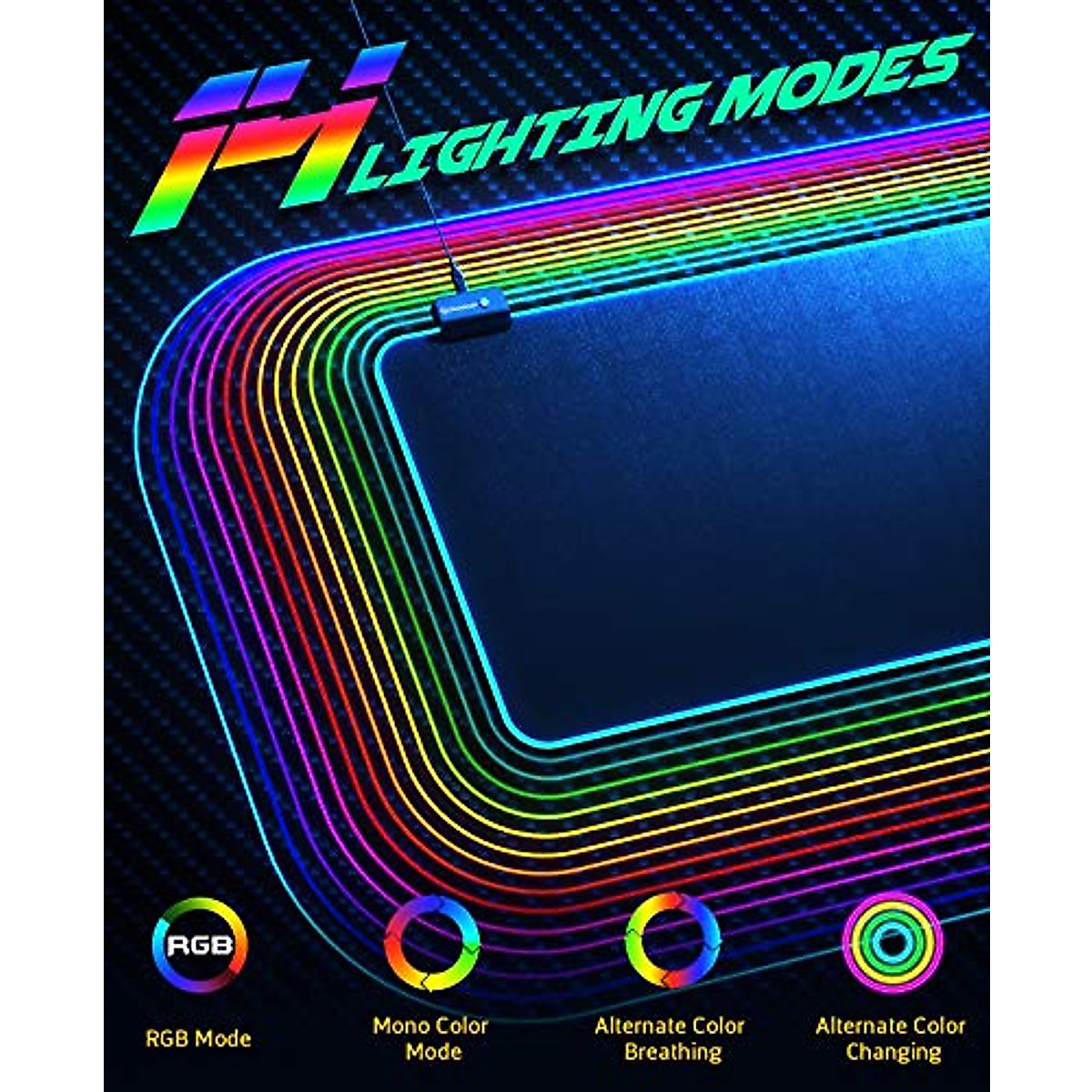 RGB Gaming UtechSmart Large Extended Soft Led Mouse Pad with 14 Lighting Modes 2 Brightness Levels, Computer Keyboard Mousepads Mat 800 x 300mm / 31.5×11.8 inches