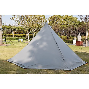4 Person Tent Ultralight 15D Nylon Teepee Hot Tent with Fire Retardant Stove Jack for Flue Pipes with 2 Doors Snow Skirt