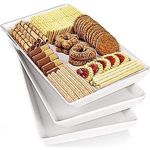 Delling Large Serving Platter, 16" x 9.5" Large Serving Tray, White Rectangular Porcelain Platters for Serving Food, Serving Trays for Party, Entertaining, Appetizer, Charcuterie, Snack - Set of 3