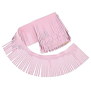 PH PandaHall 2 Yards Leather Fringe Trim, 4 Inch PU Leather Tassels Pink Tassel Trim DIY Dance Skirt Tassel Fringe Wrap Cover for Clothes Dress DIY Lamp Shade Bag Sewing Craft Embellishment