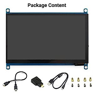 Waveshare 7inch Capacitive Touch Screen LCD Compatible with Raspberry Pi 5/4B/3B+/3A+/2B/B+/A+/Zero/Zero W/WH/Zero 2W CM3+/4 Series Boards 1024×600 Resolution HDMI IPS Supports Windows
