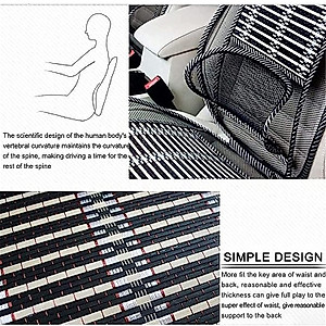 Doxenem Ergonomic Car Seat Office Chair Bamboo Chip Cover Cushion with Wire Mesh Lumbar Back Support,Breathable Black Mesh with Strap Comfortable Ventilate Support Cushion Pad, for Back Pain Relief