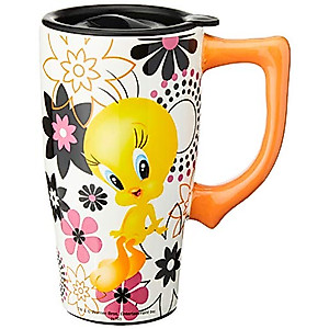 Spoontiques - Ceramic Travel Mugs - Tweety Cup - Hot or Cold Beverages - Gift for Coffee Lovers