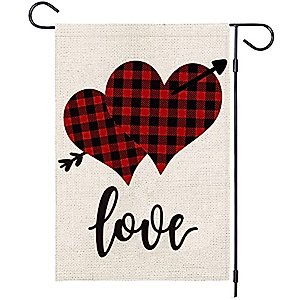 Valentines Day Love Garden Flag Vertical Double Sided Burlap Yard Flags Signs for Valentine’s Day Spring Summer Fall Yard Outdoor Farmhouse Decoration Small