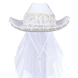 JUSTOTRY Cowgirl Hat With Veil - Bride To Be Bachelorette Party Favor