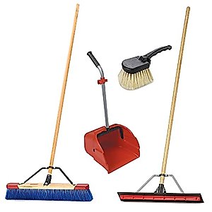 Harper 37518500 Heavy Duty Cleaning Set with Outdoor Push Broom, Floor Squeegee, Debris Pan and Handheld Scrubbing Brush