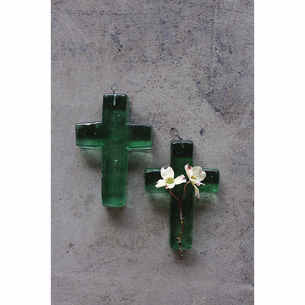 Creative Co-Op Recycled Glass Hanging Cross