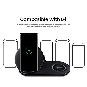 SAMSUNG Wireless Charger DUO Fast Charge Stand & Pad Universally Compatible with Qi Enabled Phones and Select SAMSUNG Watches (US Version), Black
