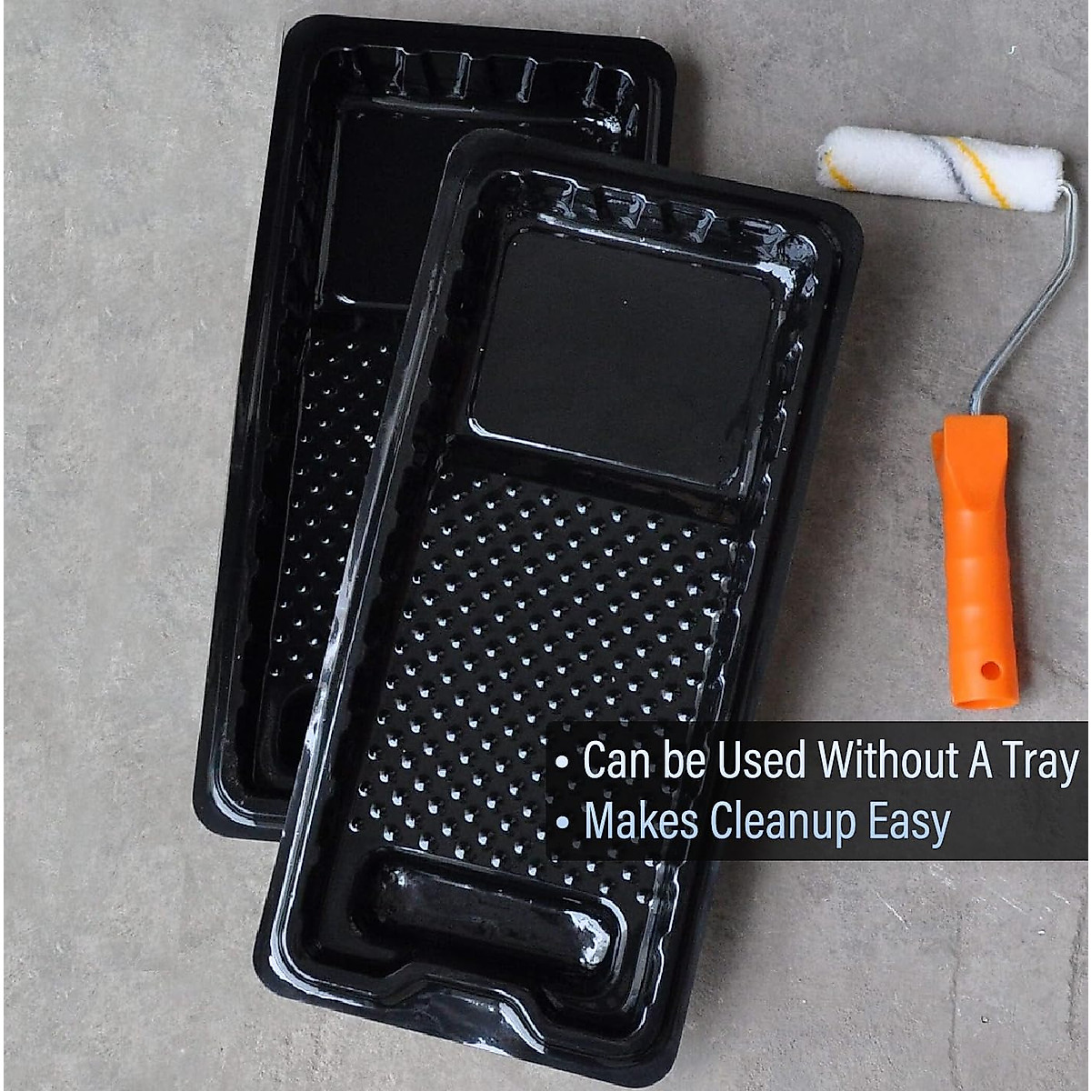 Great Andrew Paint Roller Tray Liner 4 Inch, 12 PCS Disposable Small Plastic Paint Trays Liners Perfect for Smaller Projects, DIY Painting etc. (Black)