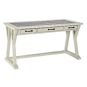 Signature Design by Ashley Jonileene Farmhouse Home Office Desk with Drawers, White & Gray