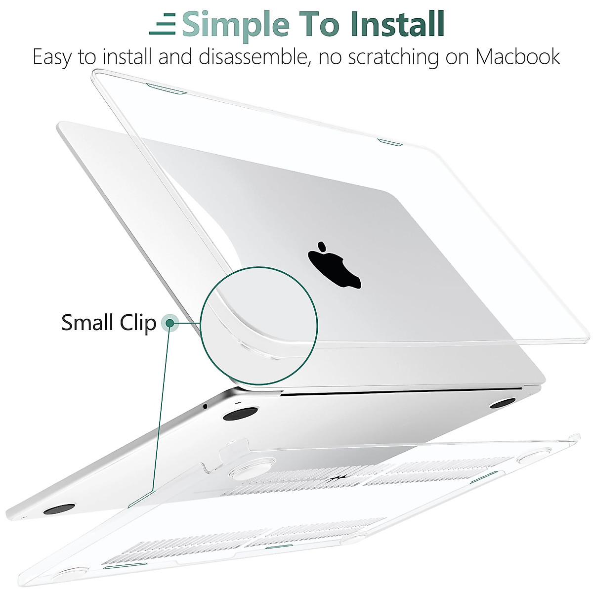 TWOLSKOO for M3 MacBook Air 13.6 Inch Case 2022 2023 2024 Release A2681 M2 A3113, Plastic Hard Shell Cover with Trackpad Film & Keyboard Cover & Screen Film for MacBook Air 13.6", Crystal Clear