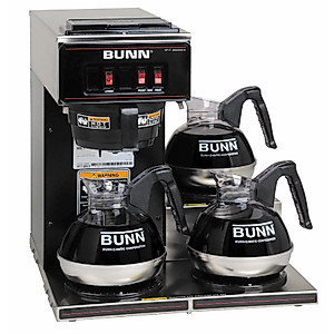 BUNN 13300.0013 VP17-3BLK3L Pourover Commercial Coffee Brewer with 3 Lower Warmers, Black (120V/60/1PH)