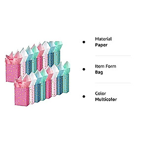 Pajean 16 Pieces Party Favor Bags with Handle Star Theme Kraft Paper Mini Gift Goodie Bags with 16 Tissues Party Supplies for Kids Birthday Wedding Bridal Baby Shower Crafts