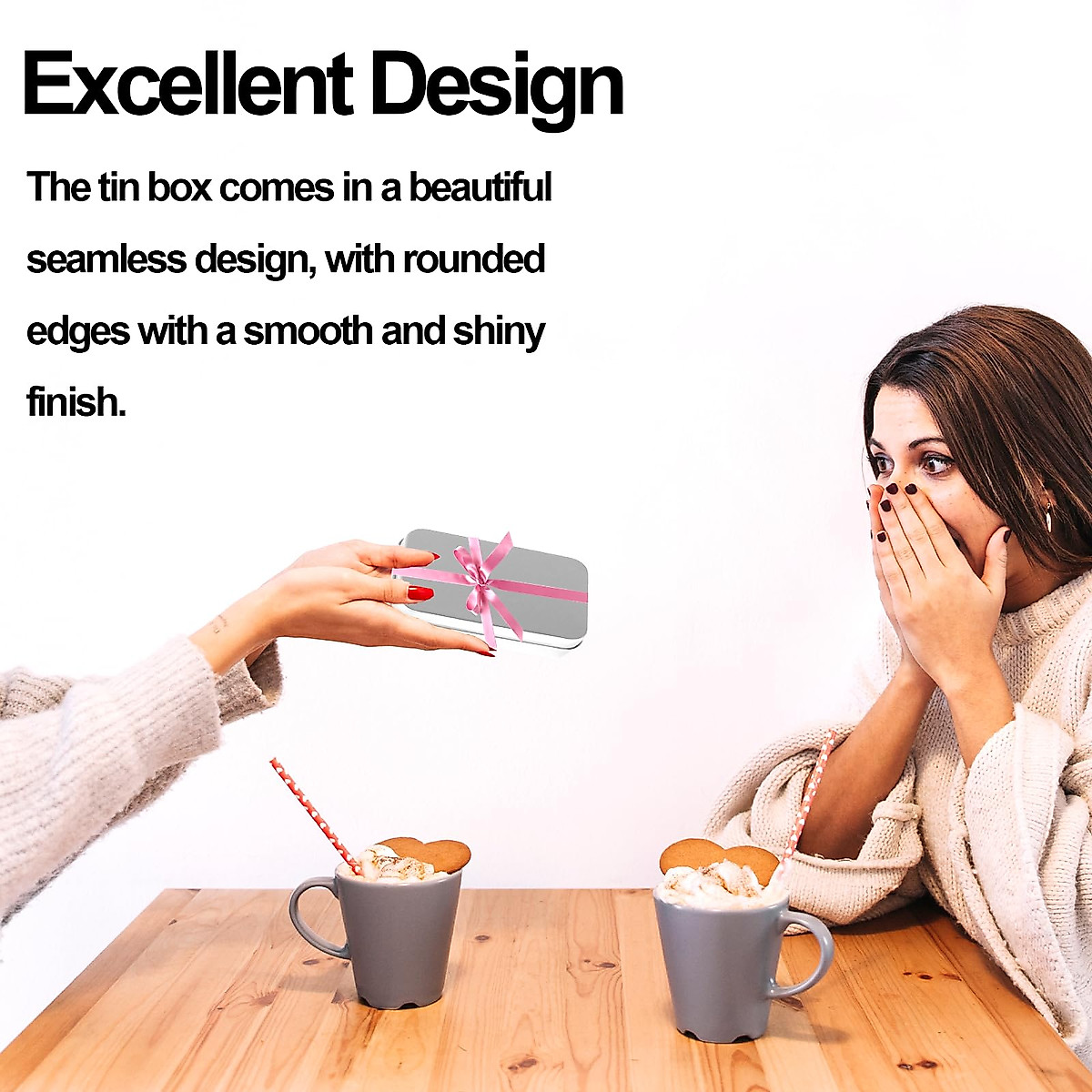 3 Pack Tin Box Containers 3.46 x 2.36 x 0.7 Inch Rectangular Metal Tin Box with Lid Empty Hinged Tins Box Containers Metal Storage Box with Hinge Lids for Home Organizer Storage Candy Jewelry, Silver