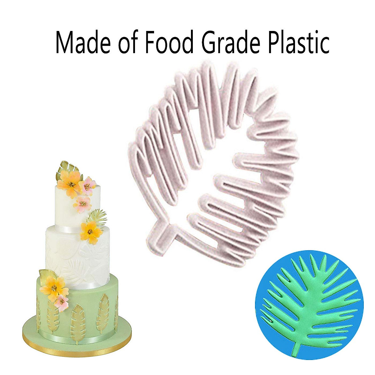 7 Pack Cake Fondant Embossing Mold Mermaid Scales Tropical Leaf Cookie Cutters Biscuit Moulds for Sugarcraft Fondant Baking Mold Cupcake Decorating