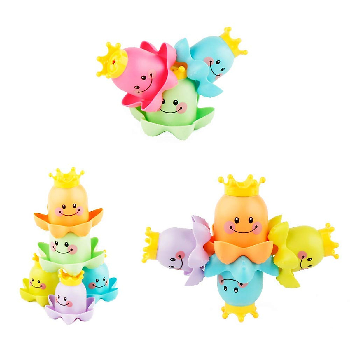 Little Bado Stacking Cups Bath Toys Six Cups Bathtime Toy STEM Educational Gift for Toddlers Girls Boys Christmas Toy Gift