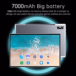 Qinlorgo Gaming Tablet, Gray Tablet HD IPS Screen 2.4G 5G Dual Band 6GB 256GB Support Call Night Reading Mode 100-240V for Study for Android 11 (Grey)