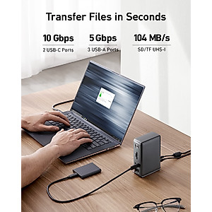 Anker Docking Station, Anker 575 USB-C Docking Station (13-in-1), Triple Display, 4K HDMI, 10 Gbps USB-C and 5 Gbps USB-A Data, 85W Charging for Laptop, 18W Charging for Phone, Ethernet, Audio, SD 3.0