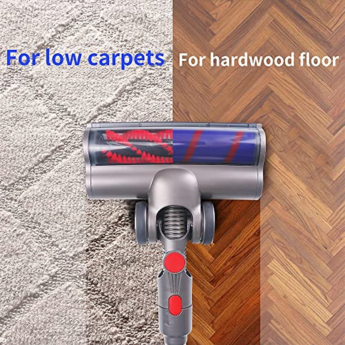 Laymi Motorhead Hardwood Floor Attachment for Dyson V7 V8 V10 V11 V15 Vacuum Cleaners with Replacement Soft Roller Brush Bar LED Headlights Floor Brush Attachments