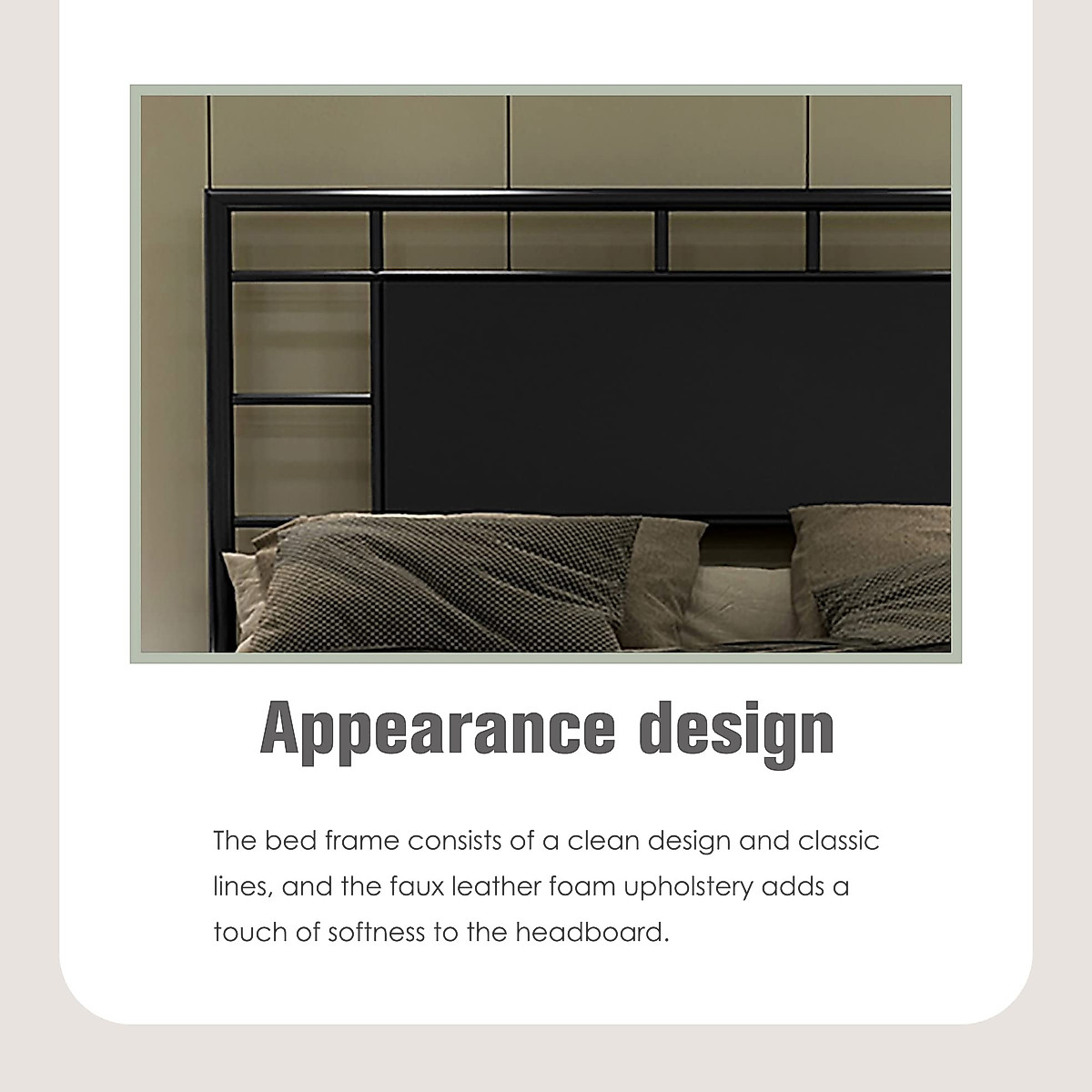 AUFANK California King Size Metal Platform Bed Frames with Headboard and Footboard with Storage No Box Spring Needed Easy Assembly Black