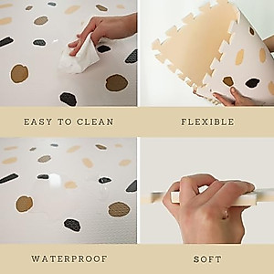 Stylish Baby Play Mat 72x48 Inches - 6 XXL Foam Floor Tiles for Kids Terazzo Design - 20% Thicker Playmat for Baby Crawling, Tummy Time, Playpen - Non-Toxic, Odorless Foam Play Mat for Floor