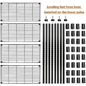 Catalina Creations 4-Shelf Shelving, Steel Wire Rack with 4-Shelf Liners, 100 lbs Loading Capacity Per Shelf, Heavy Duty Standing Storage Shelf Units for Garage (30W x 14D x 47H, Black)