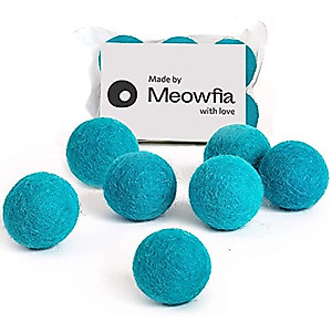 MEOWFIA Wool Ball Toys - 6-Pack of Safe for Cats and Small Dogs Balls - 1.5 Inch Felted Wool Cat Toy and Dog Toy - Perfect with Cat Cave - Silent - Mini Tennis Balls - 6-Pack